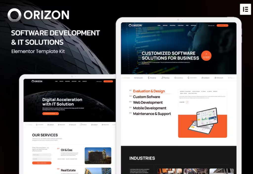Orizon - Software Development & IT Solutions Elementor Template Kit - Themenvato
