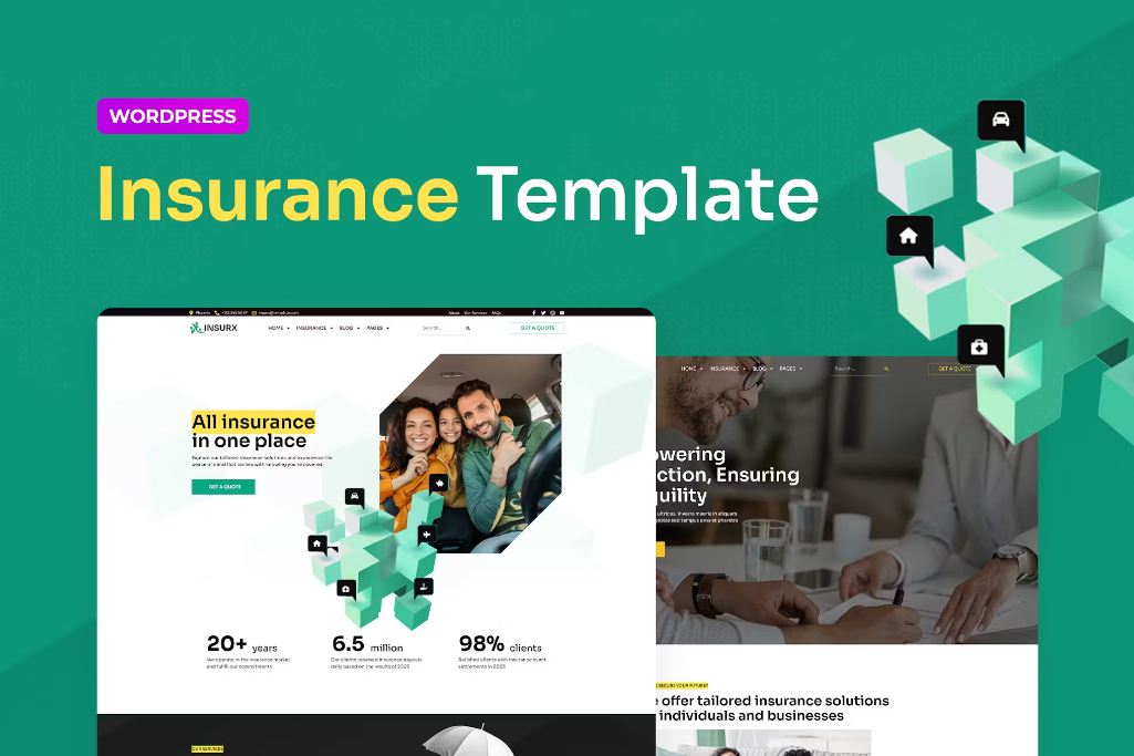 Insurx – Insurance Agency Elementor Pro Template Kit - Themenvato