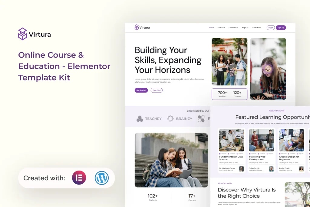 Virtura - Online Course & Education Elementor Template Kit - Themenvato